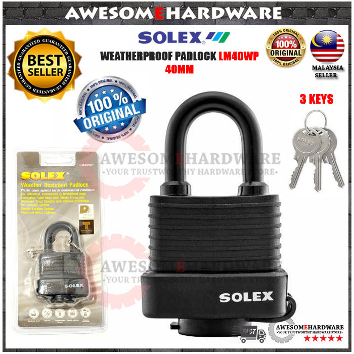 (ORIGINAL) SOLEX LM40WP 40MM WEATHER RESISTANT PADLOCK | Lazada