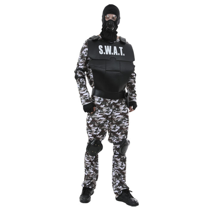 SWAT Adult Costume Military Uniform Men's Special Soldier Cosplay ...
