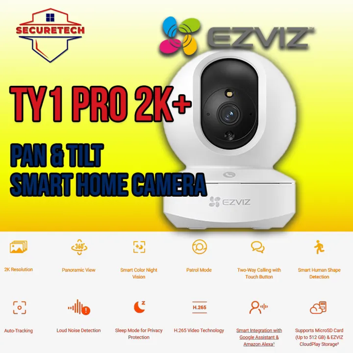 Ezviz Pan & Tilt Smart Home Camera - TY1 Pro 2K+ ( 4MP ) | Lazada