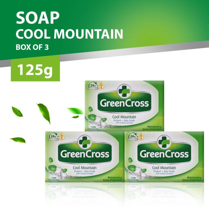 Green Cross Cool Mountain Moist Protection Bar Soap (125g) Set of 3 ...