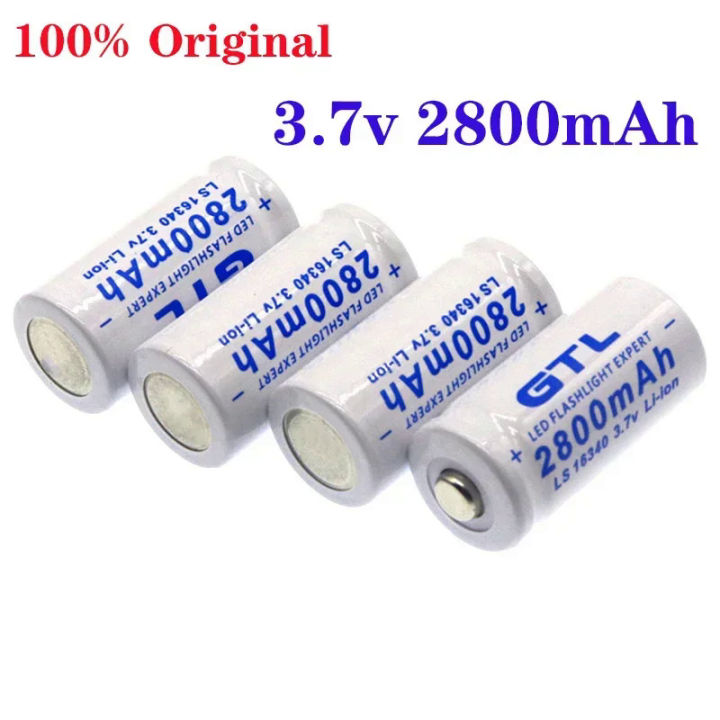 2024 High capacity 2800mAh Rechargeable 3.7V Li-ion 16340 Batteries ...