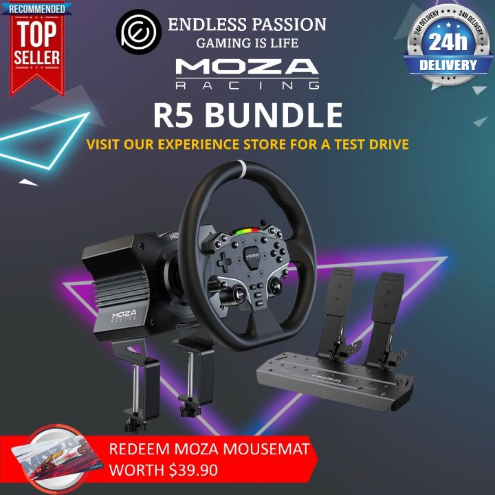 MOZA R5 bundle (5.5nm base Steering wheel Pedals) - RS20 | Lazada PH