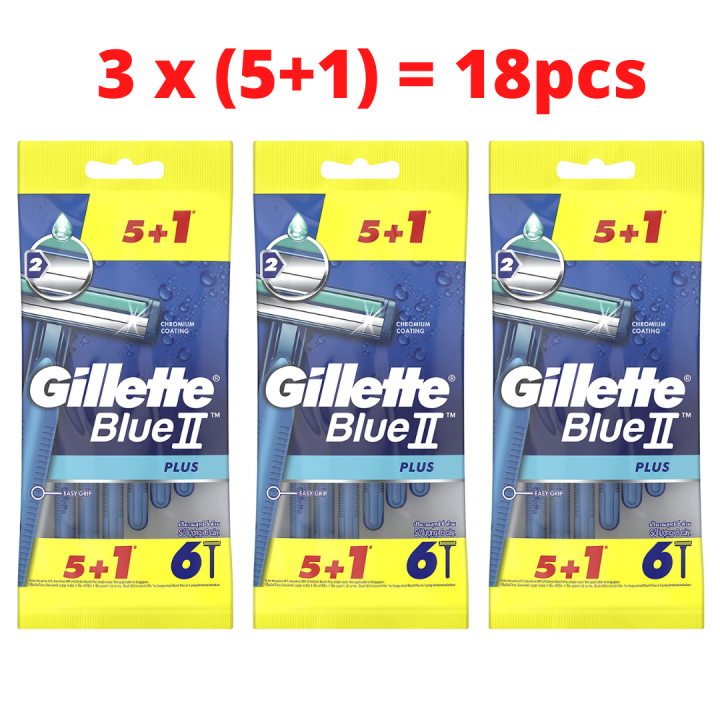 Gillette Blue II Plus Disposable Razor Shaver (5+1) x 3 | Lazada Singapore