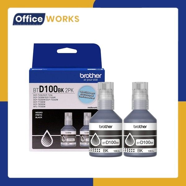 Brother BTD100BK New 2 Botl. Inks per Pack 108.0ml Continuous Ink for ...