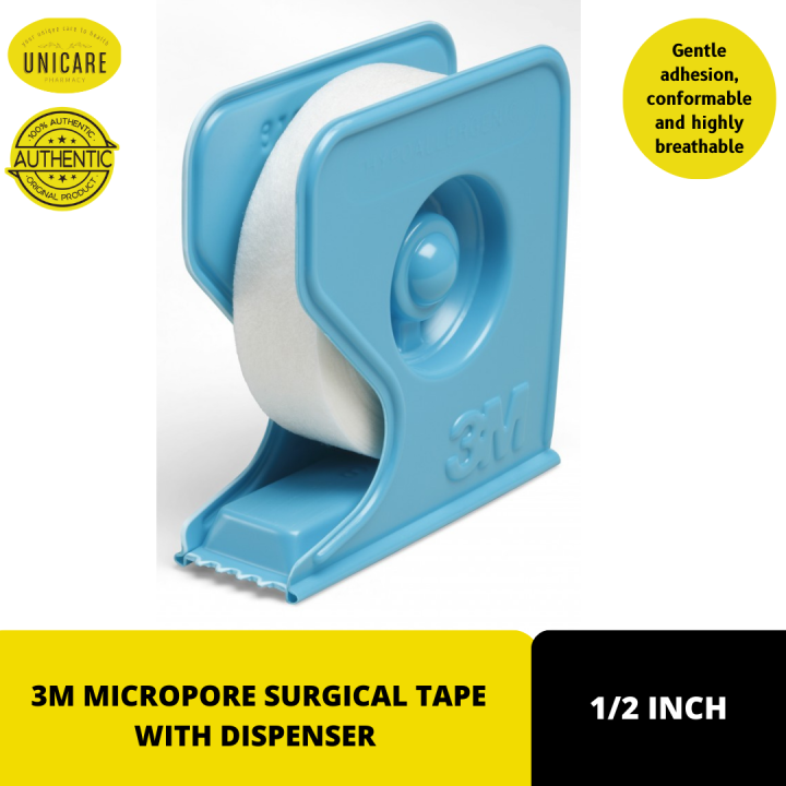 3M MICROPORE SURGICAL TAPE WITH DISPENSER 1/2 INCH | Lazada