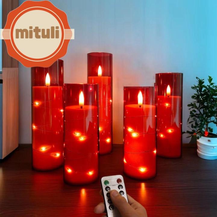 MITULI 5Pcs/set สร้างสรรค์ แสงเทียนอิเล็กทรอนิกส์ ไร้สาย แดง แสงเทียน ...