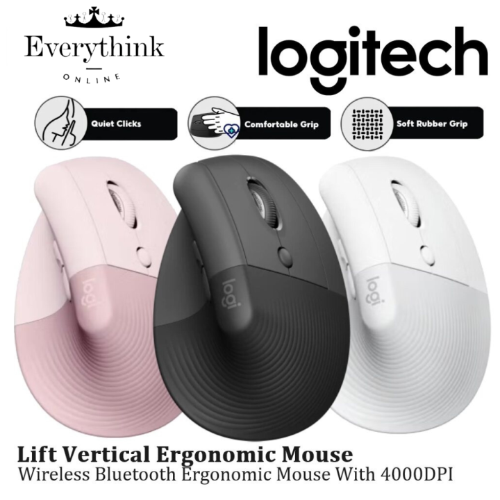 LOGITECH LIFT VERTICAL ERGONOMIC WIRELESS MOUSE WITH 2.4GH / BLUETOOTH ...