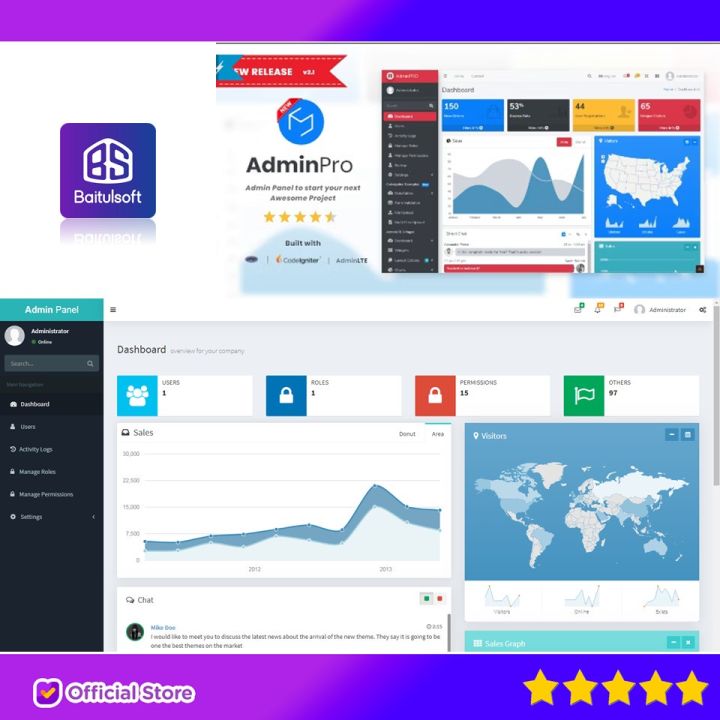 SOURCE CODE APLIKASI ADMINPRO LOGIN MULTI USER MANAGEMENT CODEIGNITER ROLES & PERMISSION ...