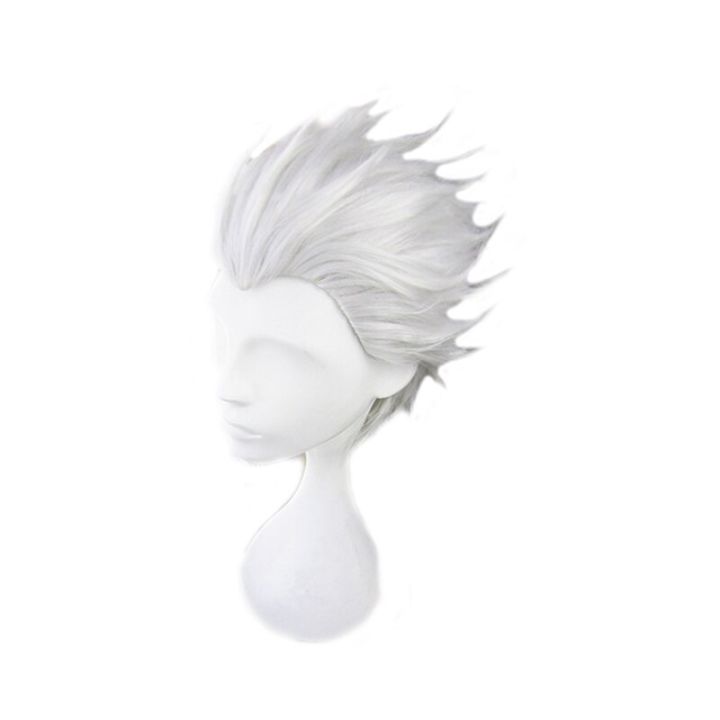 Vergil Cosplay Wig Short Silver Grey Slicked-Back Hair Heat Resistant ...