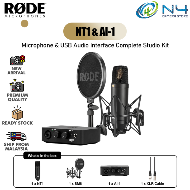Rode NT1 Large-diaphragm Condenser Microphone and Ai-1 Single-channel Audio Interface Complete ...