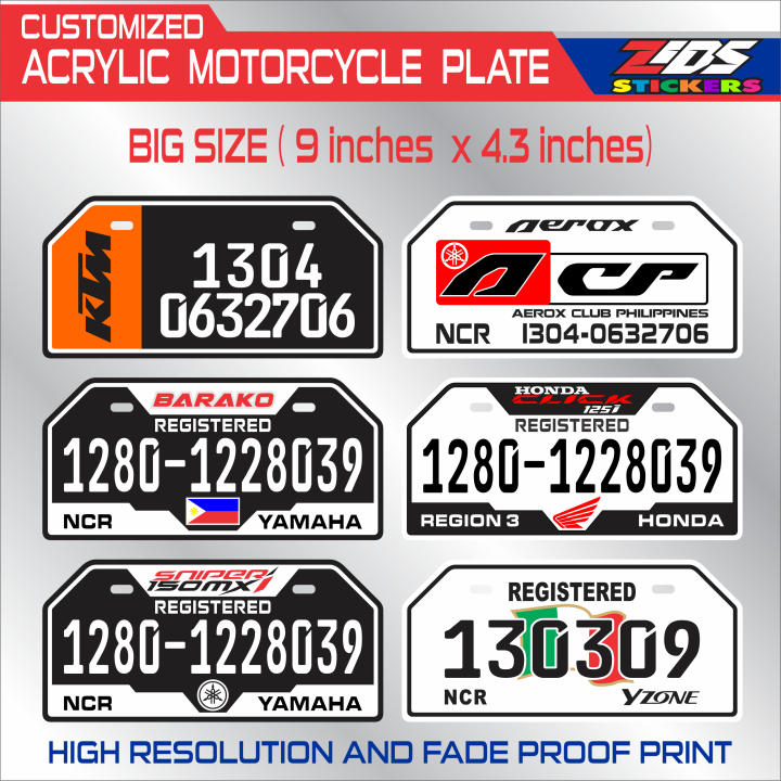 ACRYLIC MOTORCYCLE TEMPORARY PLATE SMALL BIG | Lazada PH