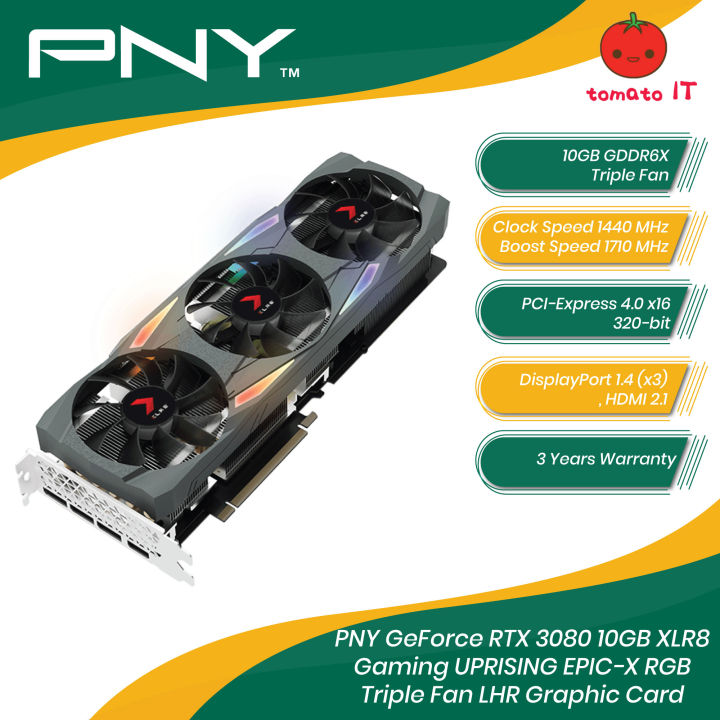 PNY GeForce RTX 3080 10GB XLR8 Gaming UPRISING EPIC-X RGB Triple Fan ...