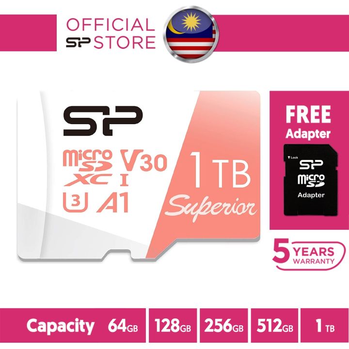 Silicon Power 100MBs 64GB/128GB/256GB/512GB/1TB Superior microSDXC (A1 ...