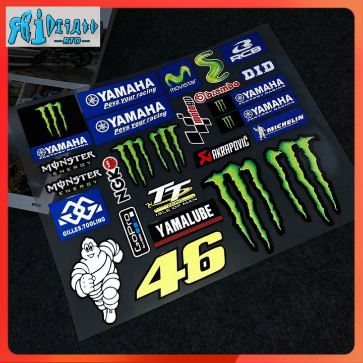 RTO Yamaha Mon Ster Energy Reflective Set Sticker Emblem Decal ...