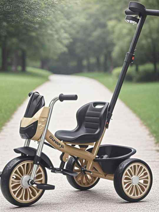 COOL Kids Tricycle Bike Ride WITH PUSH HANDLE and Pedal Children's Tricycle rubber wheel with ...