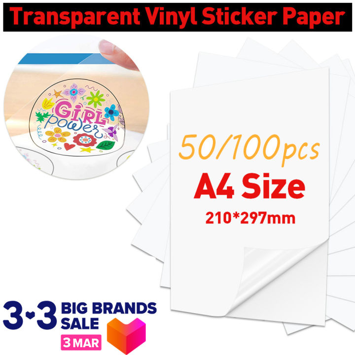 50/100 Sheets A4 Vinyl Sticker Paper for Laser Printer Matte White Self ...