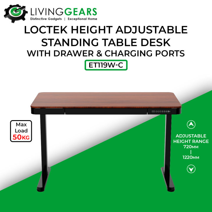 Loctek Height Digital Adjustable Standing Smart Table Desk With Drawer ...