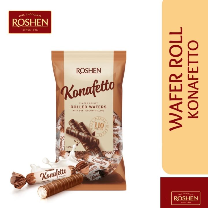 Roshen Konafetto Premium Cocoa-Infused Rolled Wafers | 1kg/500g/250g ...