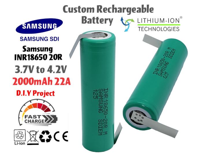 Rechargeable Battery 18650 Lithium Ion Battery 3.6V 4.2V 2000mAh 22 Amp 2.0Ah 1S1P With Spot ...