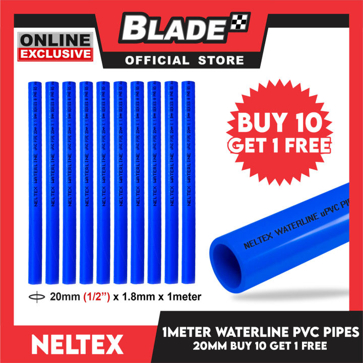Buy 10 Get 1 Free Neltex PVC Waterline Pipe 20mm x 1meter (Blue Pipe ...
