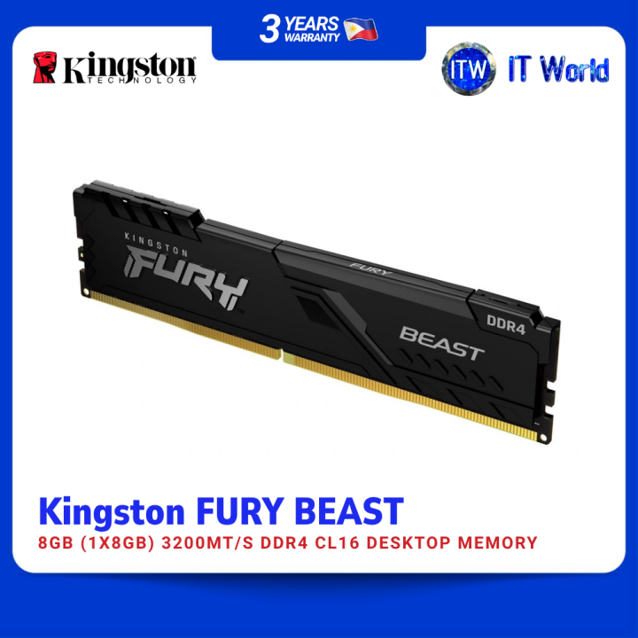 Kingston FURY Beast 8GB (1x8GB) DDR4 3200MT/s CL16 Desktop Memory (KF432C16BB/8WP) | itw | Lazada PH