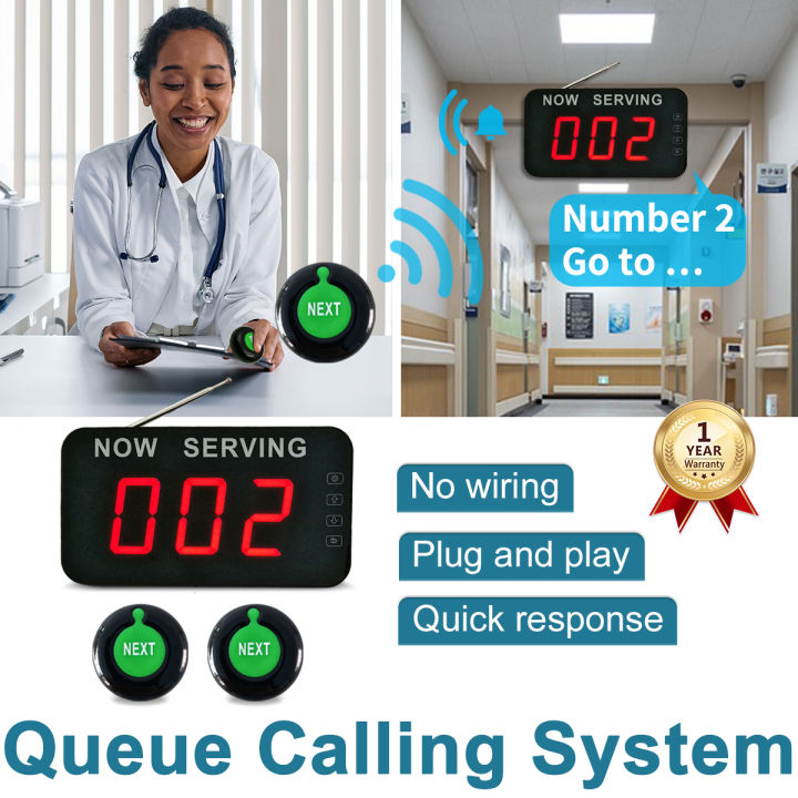 Wireless Que Calling System for Restaurant Hospital Kitchen Call Pager Long Range Waiting Number ...