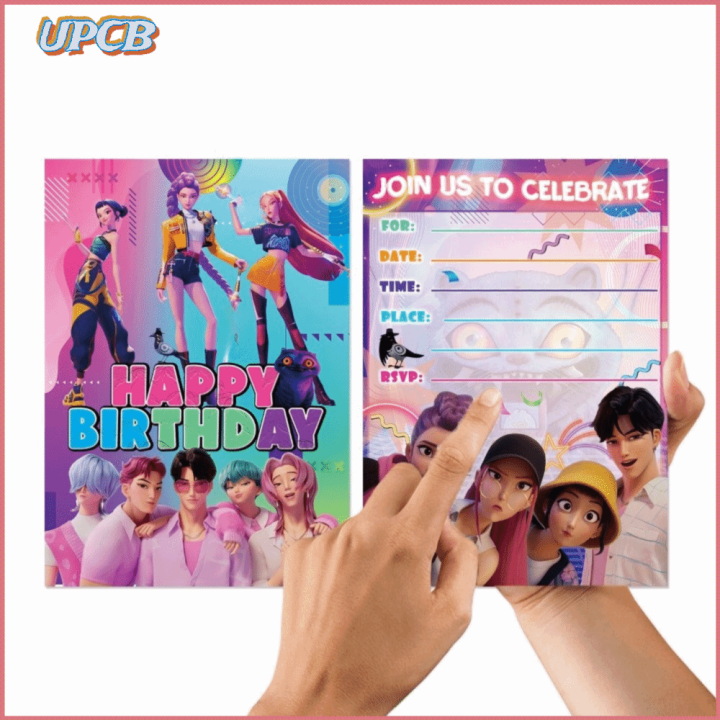UPECB5 1 Set Kpop Demon Hunters Theme Invitation Card Cartoon Girl ...