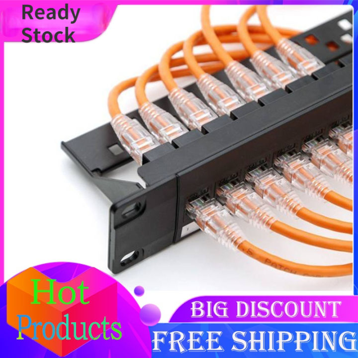 19 inch 1U Cabinet Rack Pass-through 24 Port CAT6 Patch Panel RJ45 ...