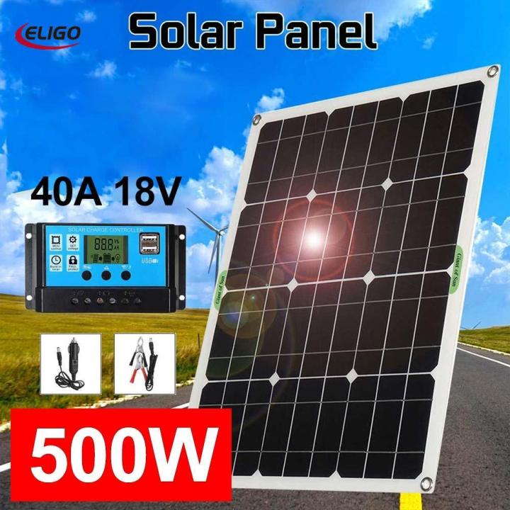 Eligo New 500W Solar Panel Kit 18V Battery Charger with 40A Solar Panel ...