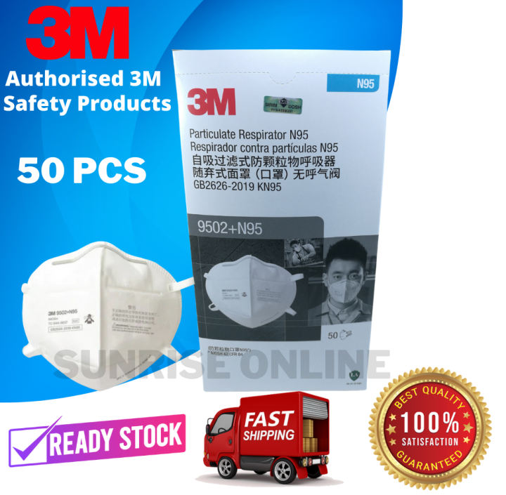(50 Pieces) (ORIGINAL) 3M 9502+ N95 Particulate Respirator (Good Quality, Comfortable) Original ...