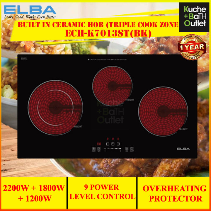 ELBA ECH-K7013ST(BK) BUILT-IN CERAMIC HOB / 3 COOKING ZONE / ELECTRIC ...