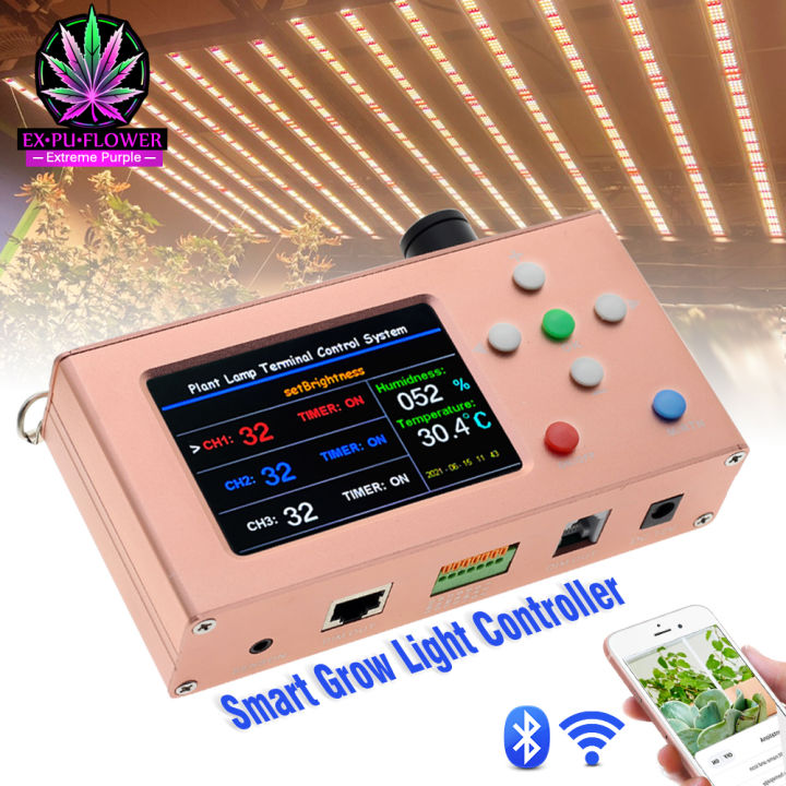 RJ45+RJ14 Grow Controller LED เครื่องวัด อุณหภูมิในตัว ความชื้น ตัวจับเวลา เซ็นเซอร์ภายนอก 2 in ...