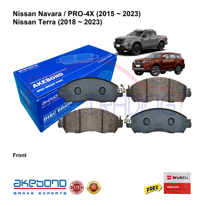 Genuine Akebono Front Brake Pads for Nissan Navara & PRO-4X (2015 ...