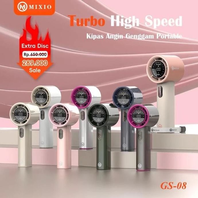 MIXIO GS-08 High-speed Portable Handheld Fan 4400MAH kipas angin ...