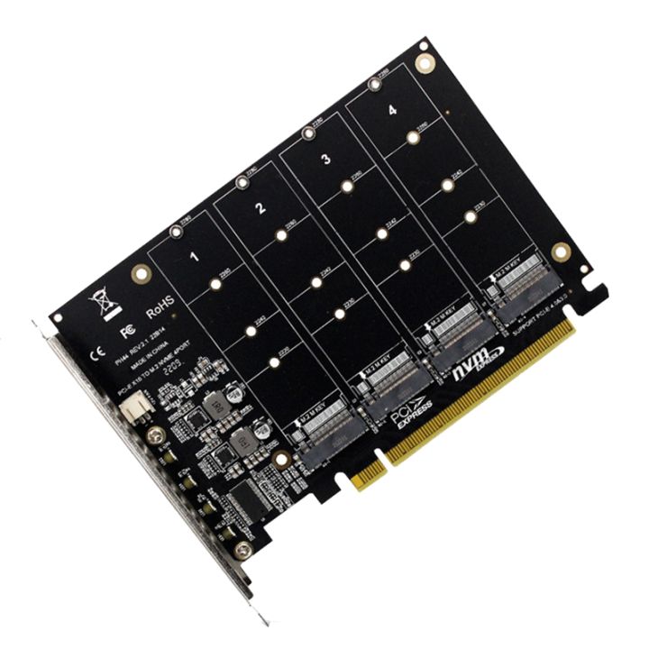 4 Port M.2 NVMe SSD To PCIE X16M Key Hard Drive Converter Reader ...