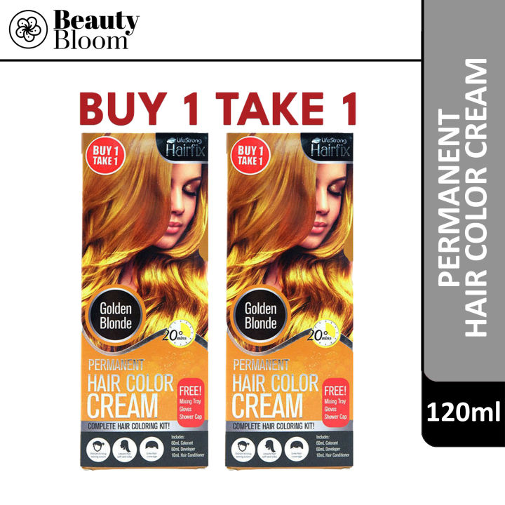HairFix Permanent Hair Color Cream Kit 120ml Buy 1 Take 1 - Golden ...