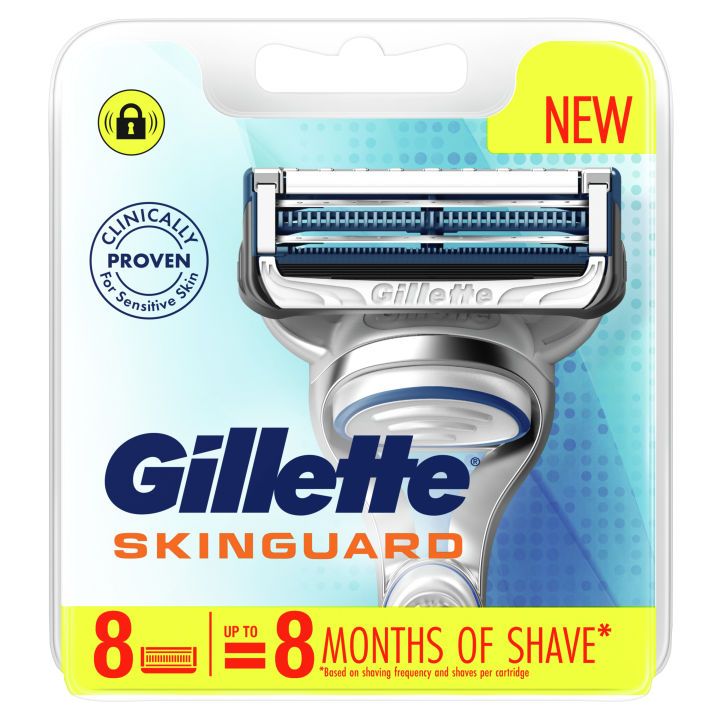 Gillette Skinguard Razor Blades 8 Cartridge Refills NEW Eco Packaging ...
