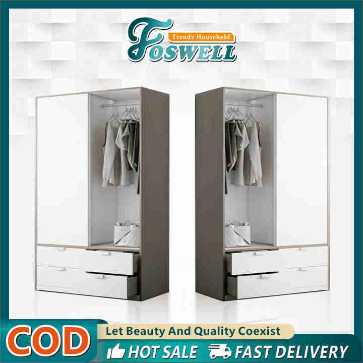 FOSWELL Wardrobe Bedroom Sliding Door Wardrobe Hanging Wardrobe Clothes ...