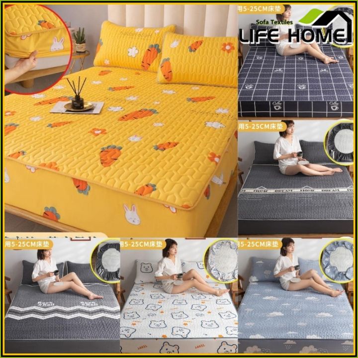 Antibacterial Thickened Cotton Fitted Bed Sheet Mattress Protective ...