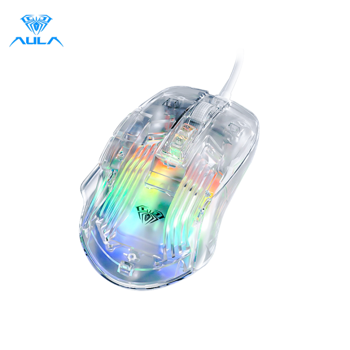 AULA S80 Transparent Wired Gaming Mouse,cool RGB light effect,1200-7200 ...