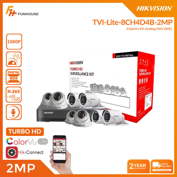 Funhouse Hikvision TVI-lite-8CH4D4B-2MP-Colorvu + Mic ANALOG KIT | Lazada PH