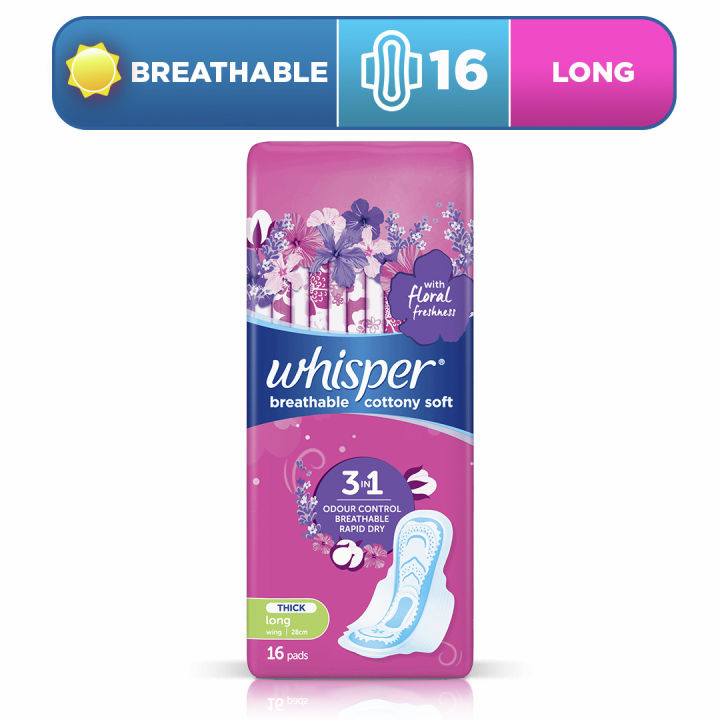 Whisper Cottony Soft Sanitary Napkin with Wings (48/64 pads) [All Day ...