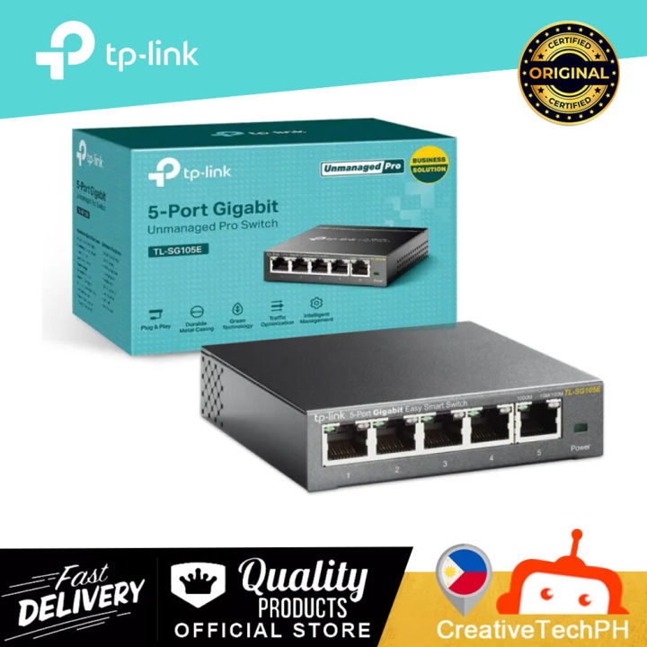 TP-Link TL-SG105E 5-Port Gigabit Easy Smart Switch Network Switch Hub 5 Port Gigabit Switch TP ...