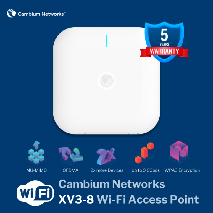 Cambium Networks XV3-8 Wi-Fi 6 Access Point 802.11ax (8x8 or Dual 4x4 ...