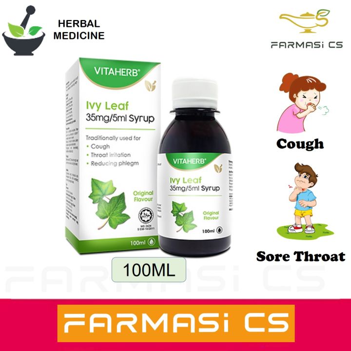 Vitaherb Ivy Leaf 35mg/5ml Cough Syrup 100ml EXP:10/2026 [ Sore throat ...