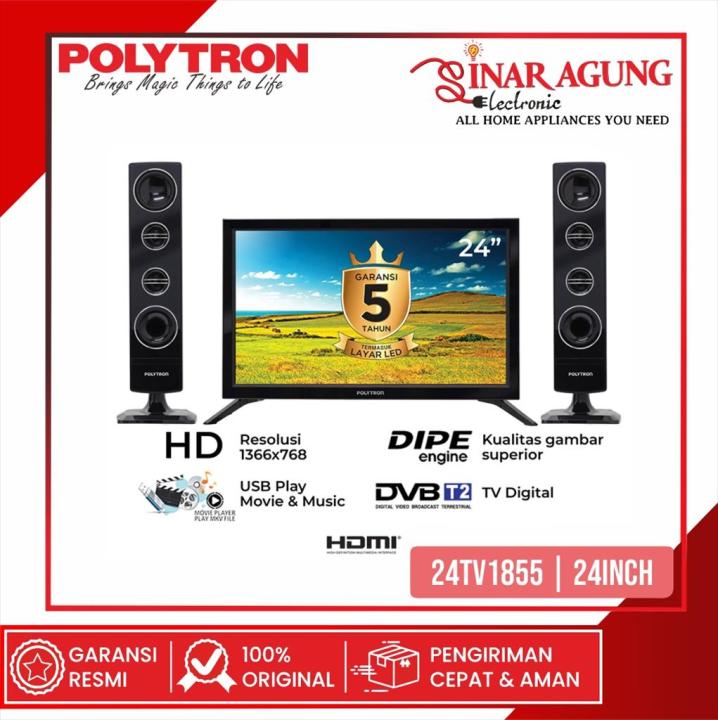 POLYTRON 24TV1855 / 24TV-1855 LED TV DIGITAL 24 INCH - GARANSI RESMI | Lazada Indonesia