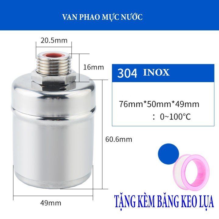 Phao cơ Inox 304 ( chống rỉ , chống tràn ) phi 21mm cao cấp, Van Phao ...