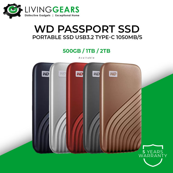 WD Western Digital Passport SSD ( 500GB / 1TB / 2TB ) Portable SSD Usb ...