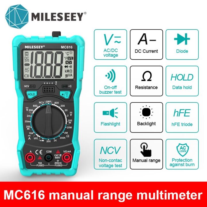 Mileseey NCV Digital Multimeter Auto Ranging AC/DC voltage meter Flash ...
