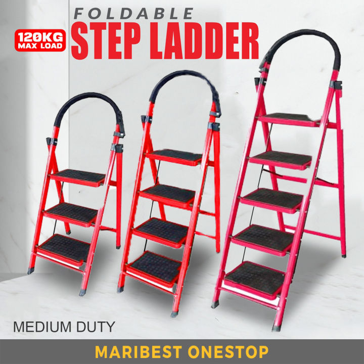 Foldable 3/4/5/6 Step Ladder Medium Duty Tangga Lipat Multipurpose ...